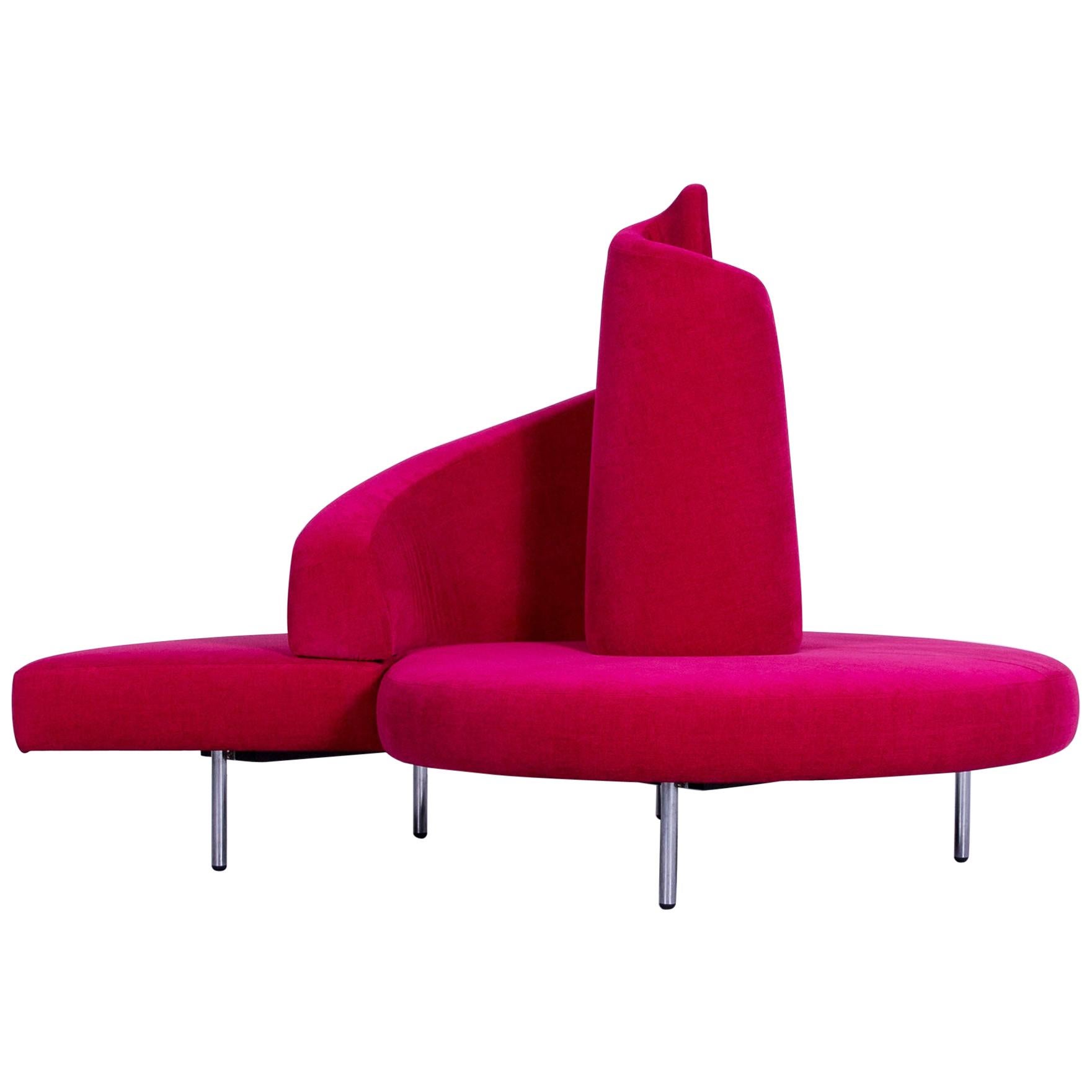 Edra Tatlin Designer Fabric Sofa Pink Four-Seat Couch at 1stDibs