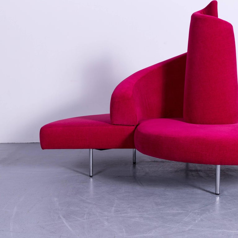 Edra Tatlin Designer Sofa Red Fabric Cloth Four-Seat For Sale at 1stDibs