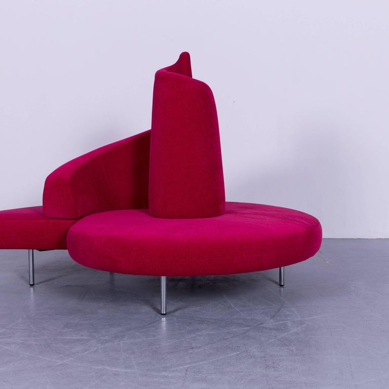 Edra Tatlin Designer Sofa Red Fabric Cloth Four-Seat For Sale at 1stDibs