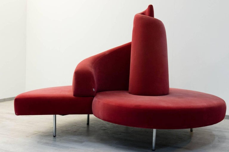 Edra "Tatlin" Round Red Sofa, Italy, 1989 at 1stDibs