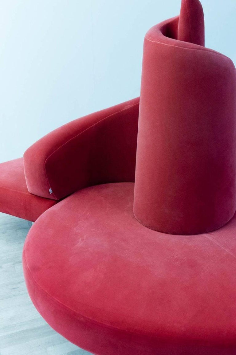 Edra "Tatlin" Round Red Sofa, Italy, 1989 at 1stDibs