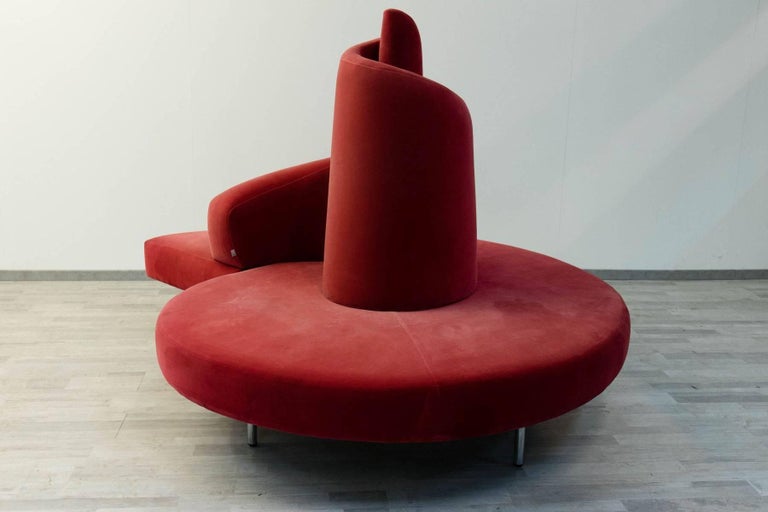 Edra "Tatlin" Round Red Sofa, Italy, 1989 at 1stDibs