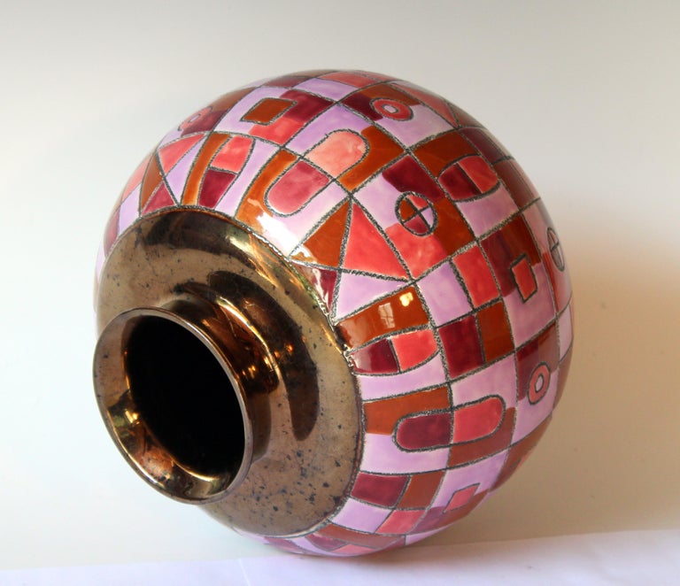 Eduardo Vega Ceramic Art Pottery Enameled Geometric Vase Raymor MCM ...