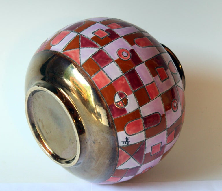 Eduardo Vega Ceramic Art Pottery Enameled Geometric Vase Raymor MCM ...