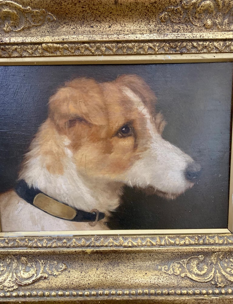 English Victorian 19th century, oil portrait of a Jack Russell terrier ...