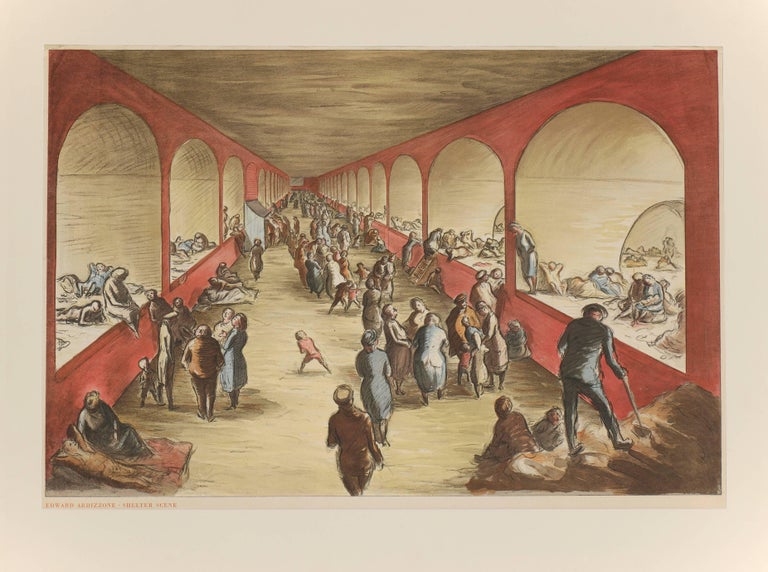 Edward Ardizzone - Shelter Scene During the London Blitz For Sale at ...