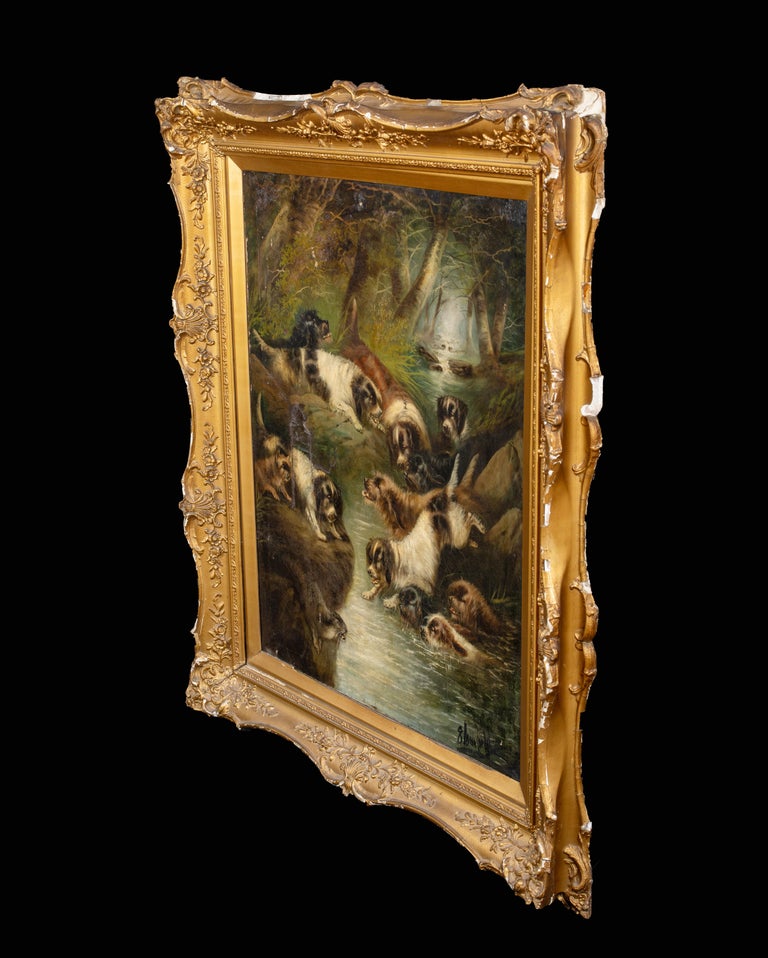 Edward Armfield - The Otter Hunt, dated 1901 For Sale at 1stDibs