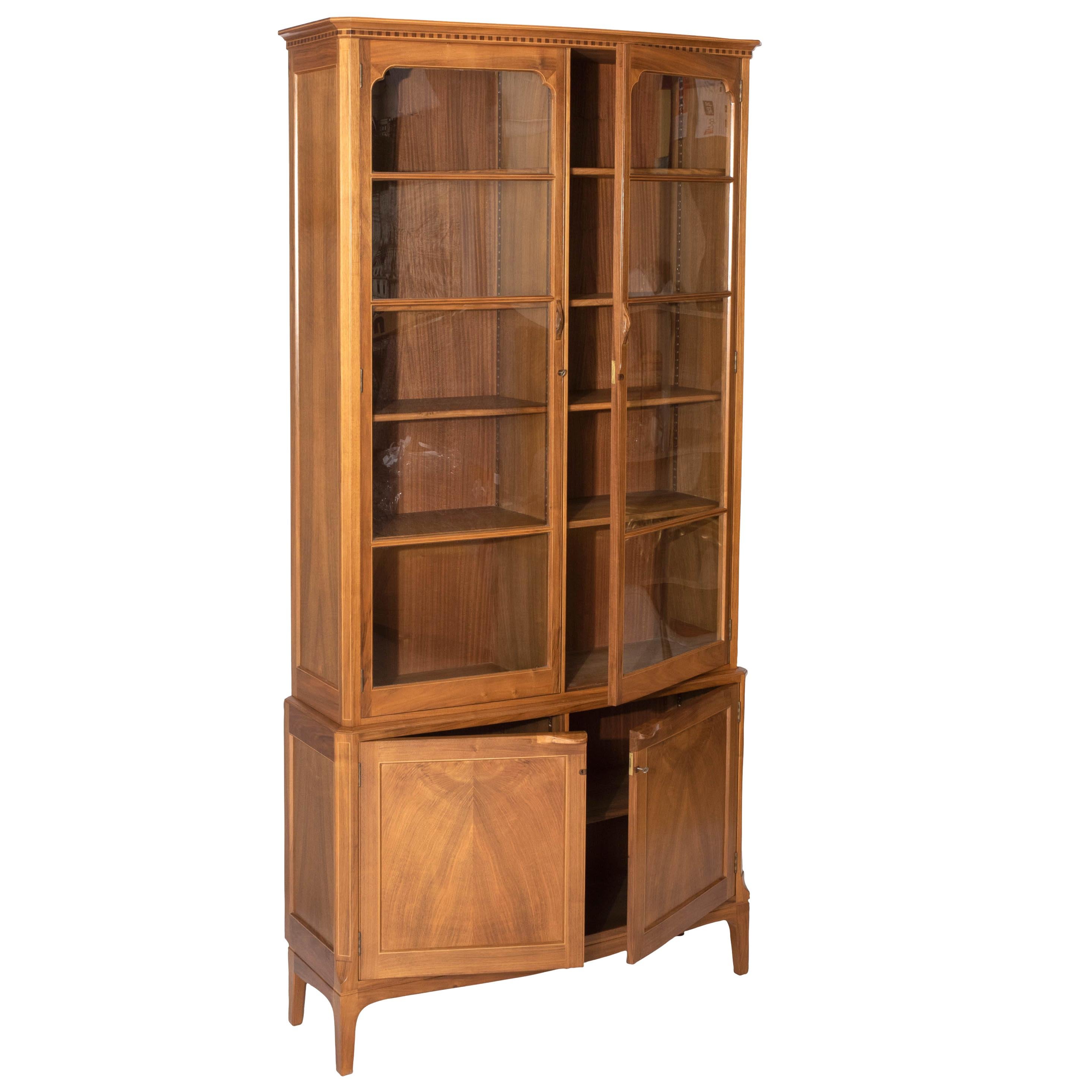 Edward Barnsley Walnut Bookcase with Glazed Doors, England, circa 1969 ...