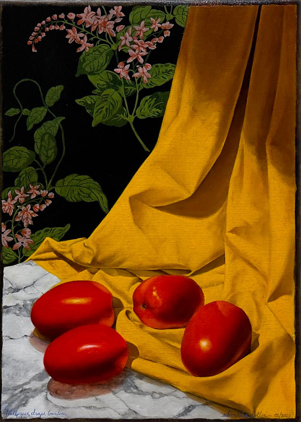 Edward Butler - WALLPAPER, DRAPE, TOMATOES - Still Life, Trompe L'œil ...