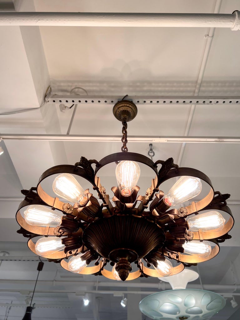 Edward F. Caldwell Bronze Chandelier For Sale at 1stDibs