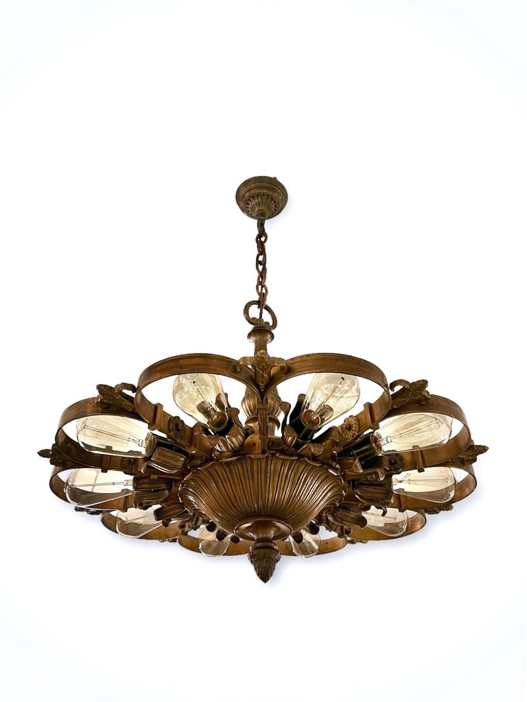 Edward F. Caldwell Bronze Chandelier For Sale at 1stDibs