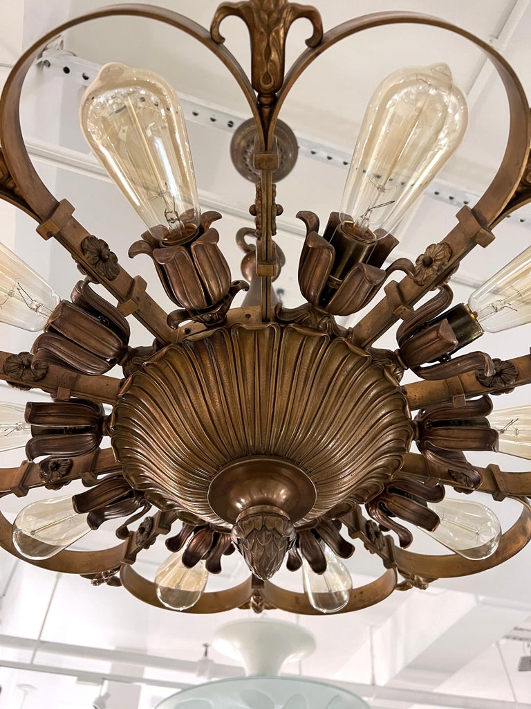 Edward F. Caldwell Bronze Chandelier For Sale at 1stDibs