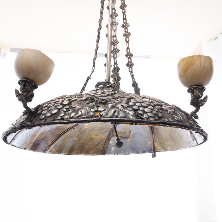 Edward F. Caldwell Hanging Silver Repoussé Work Chandelier, circa 1900 ...