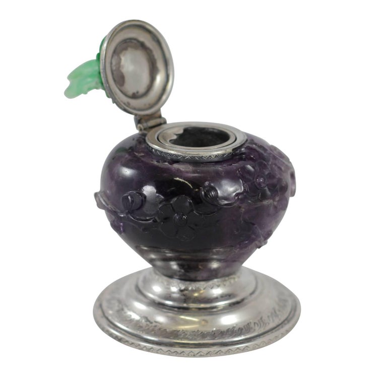 Edward Farmer Amethyst, Jade and Sterling Inkwell For Sale at 1stDibs ...