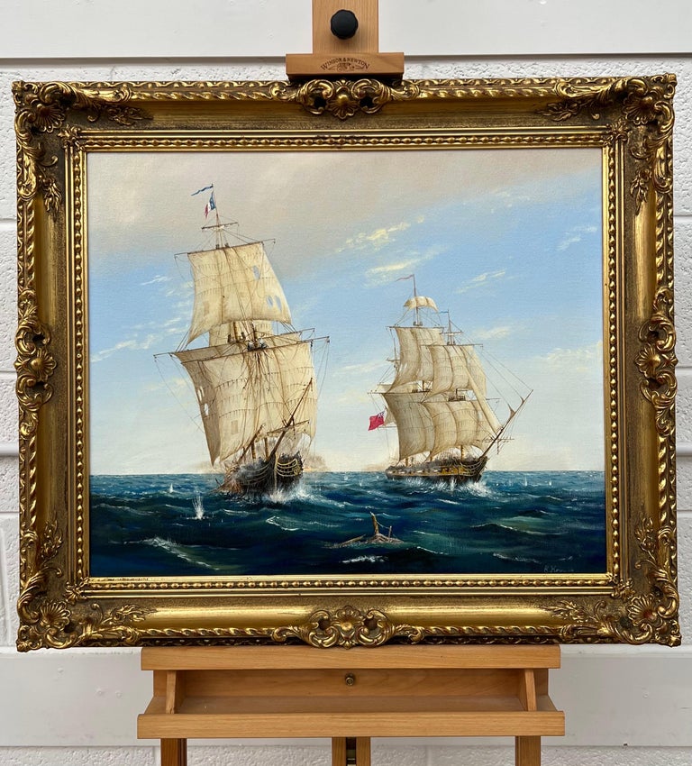Edward Hersey - Nautical Maritime Seascape Painting of Naval Battle ...