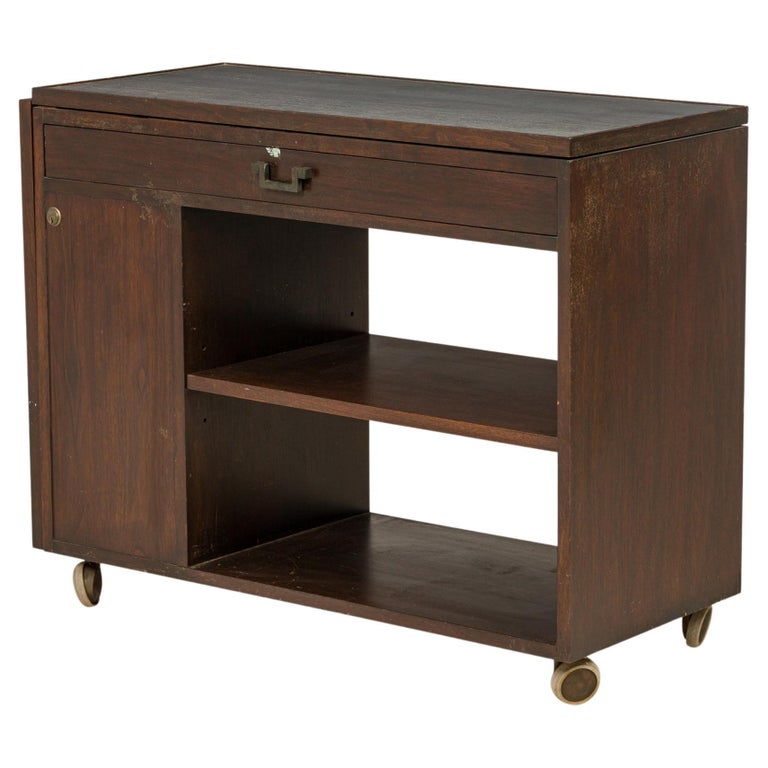 Edward J Wormley for Dunbar Slate Top and Walnut Drop Leaf Serving ...