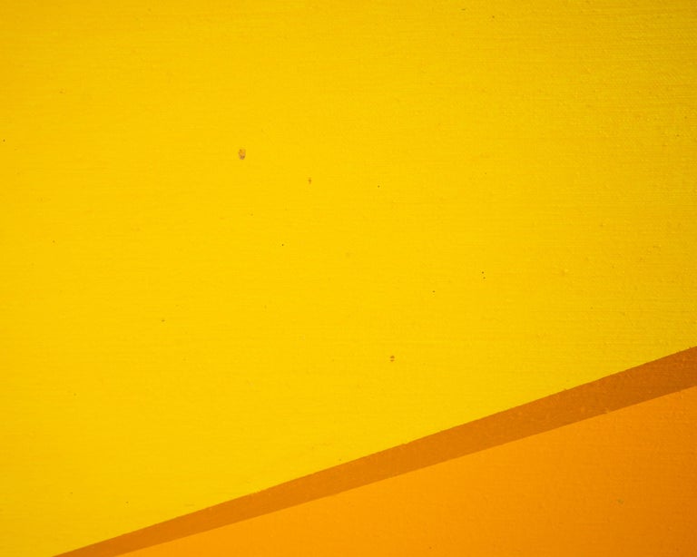 Edward Lewis 1970s Signed “Landscape with Yellow Sky” Acrylic on Canvas ...