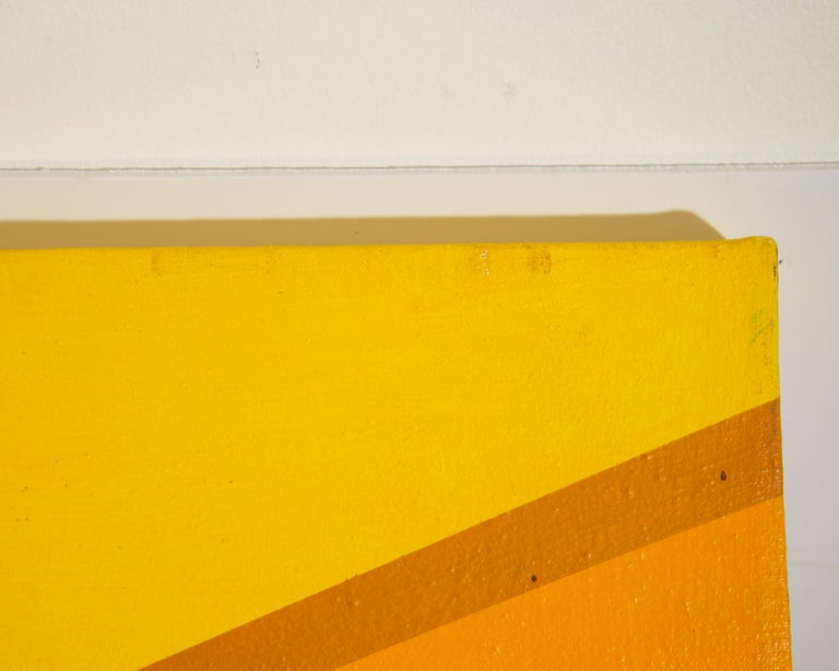 Edward Lewis 1970s Signed “Landscape with Yellow Sky” Acrylic on Canvas ...