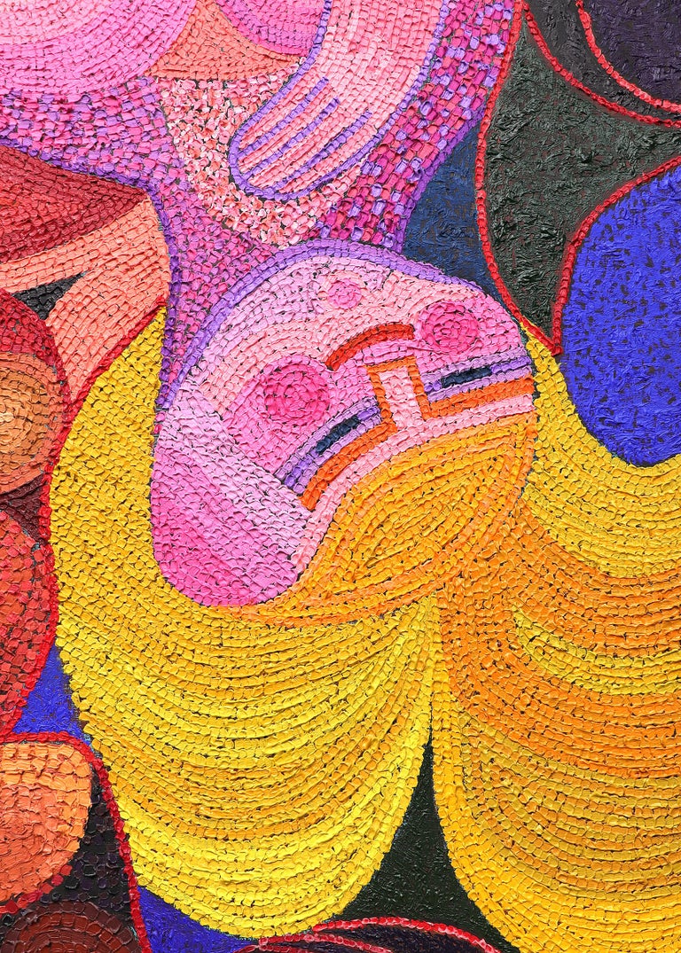 Edward Marecak - Adam and Eve, 1980s Abstract Figurative Painting ...