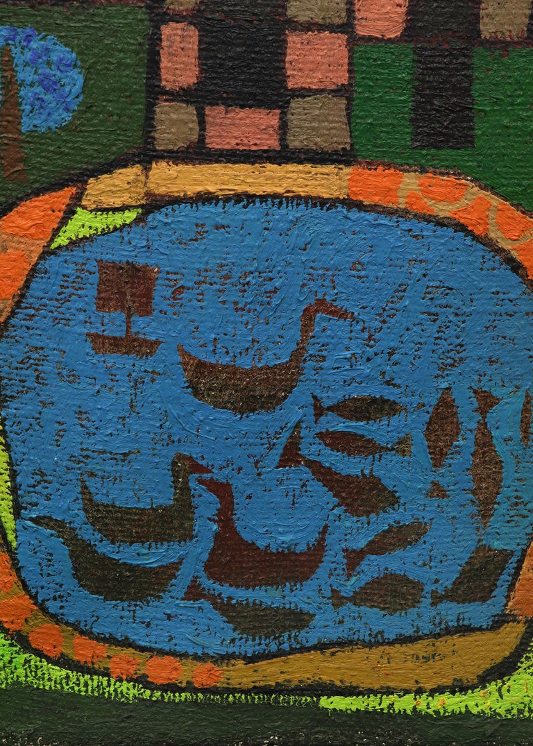 Edward Marecak - Sunny Day, 1960s Mid Mod Semi-Abstract Polychromatic ...