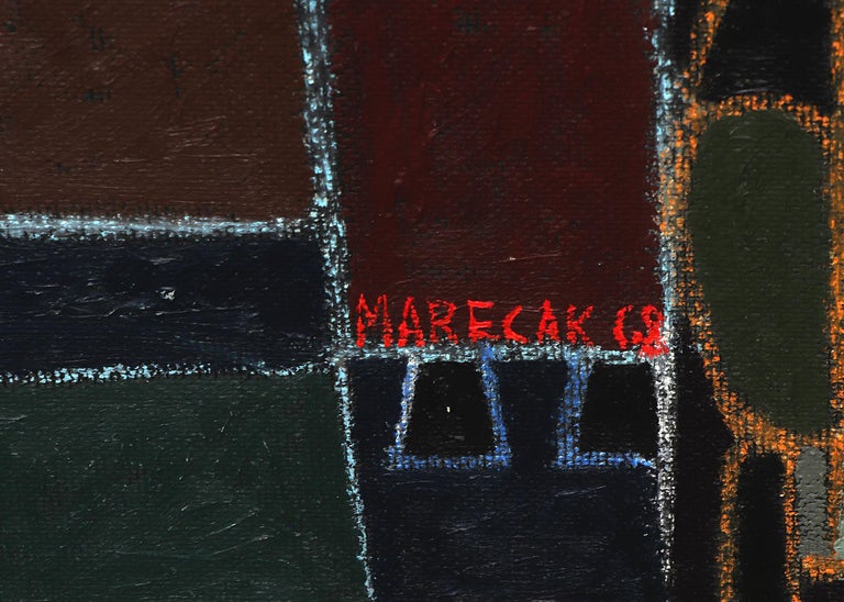 Edward Marecak - The Argument, 1960s Vintage Semi-Abstract Oil Painting ...