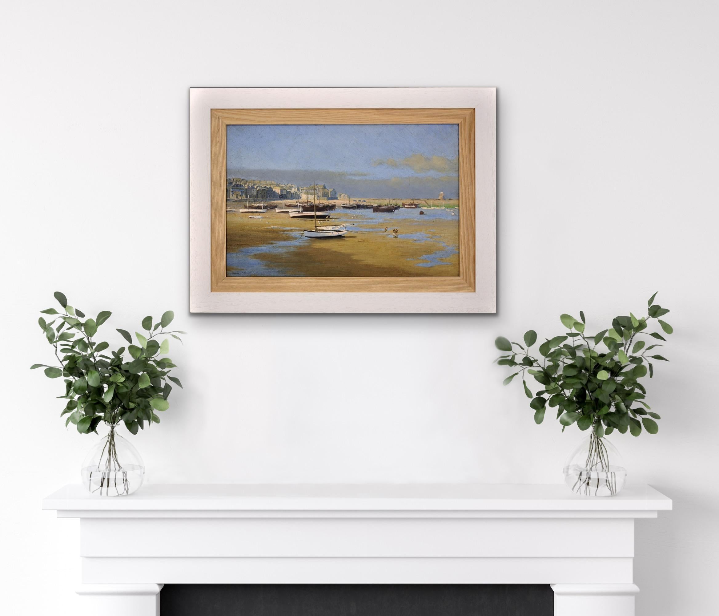 Edward Matthew Elliott - St Ives Harbor at Low Tide. Smeaton’s Pier ...