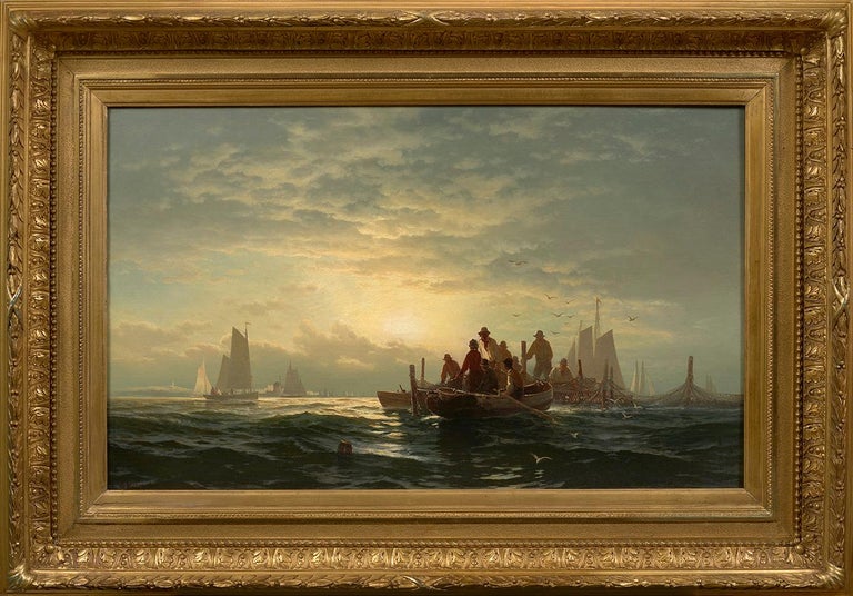 Edward Moran - Lifting the Fish Pound, Orient Bay, Long Island, New ...