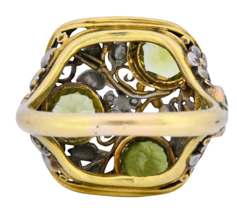 Edward Oakes Arts and Crafts 2.15 Carat Peridot 18 Karat Two-Tone Gold ...