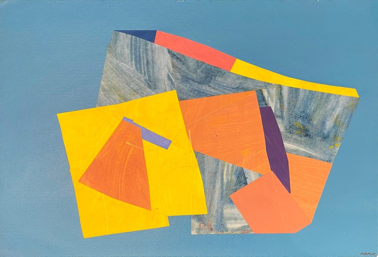 Edward Pramuk - "Watermill" 1975, Mixed Media and Rag Paper Collage on ...