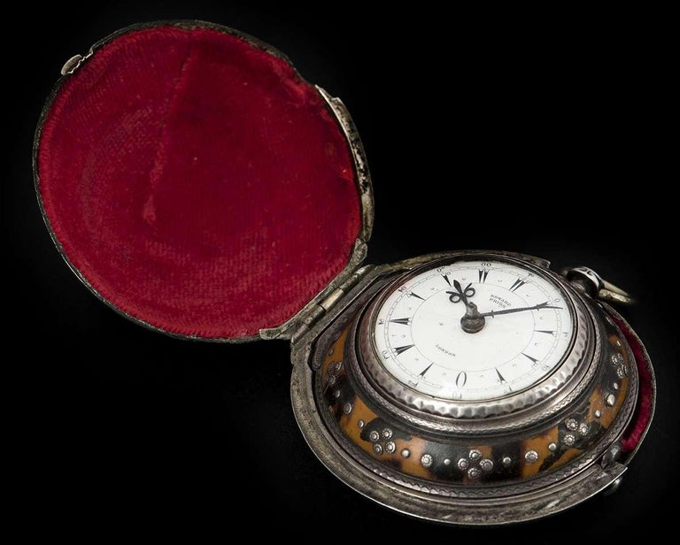 Edward Prior Rare Vintage Silver Triple Case Pocket Watch White Enamel ...