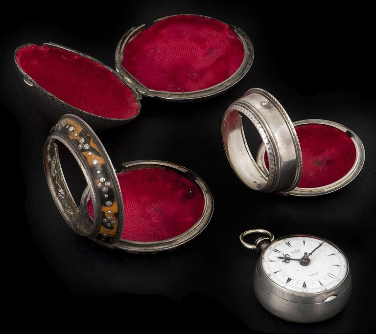 Edward Prior Rare Vintage Silver Triple Case Pocket Watch White Enamel ...