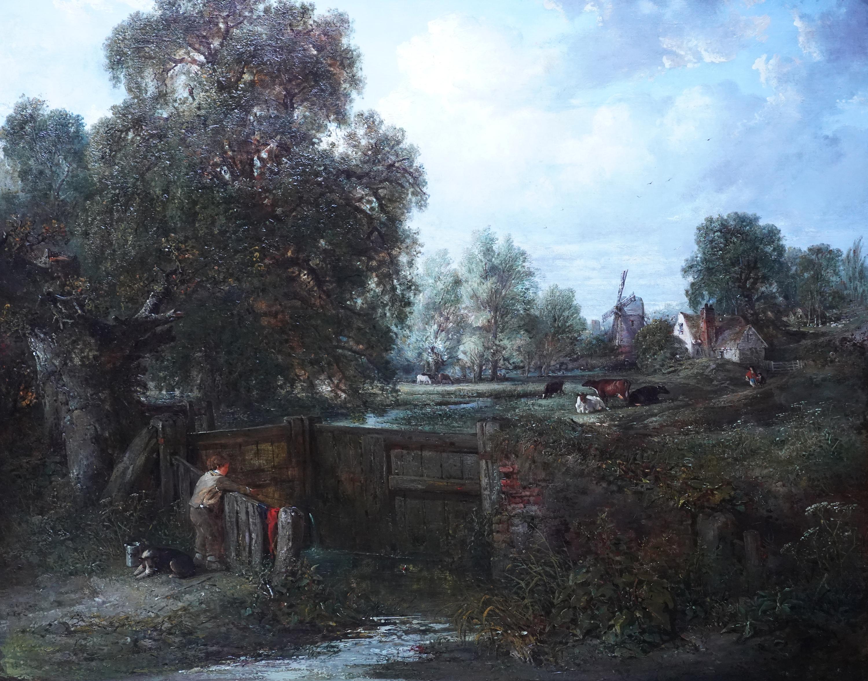 Edward Robert Smythe - Constable Country Landscape - British 19th century Victorian art oil ...