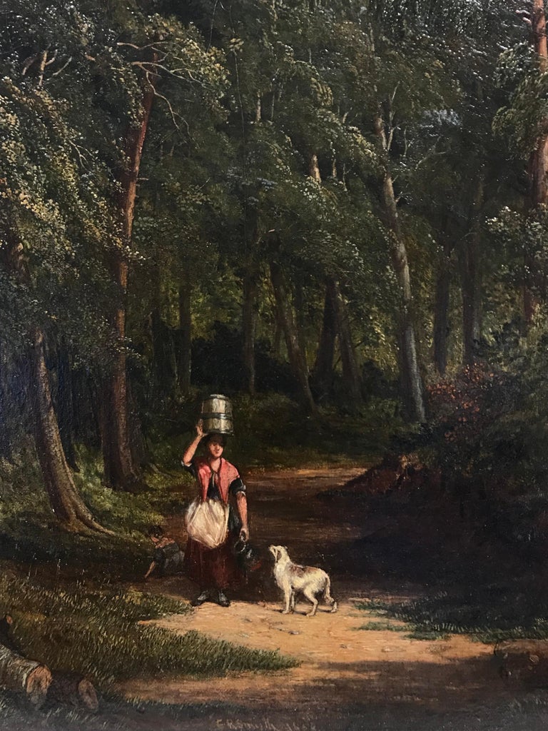 Edward Robert Smythe - Fine Victorian Oil Painting, Milk Maid and Dog ...