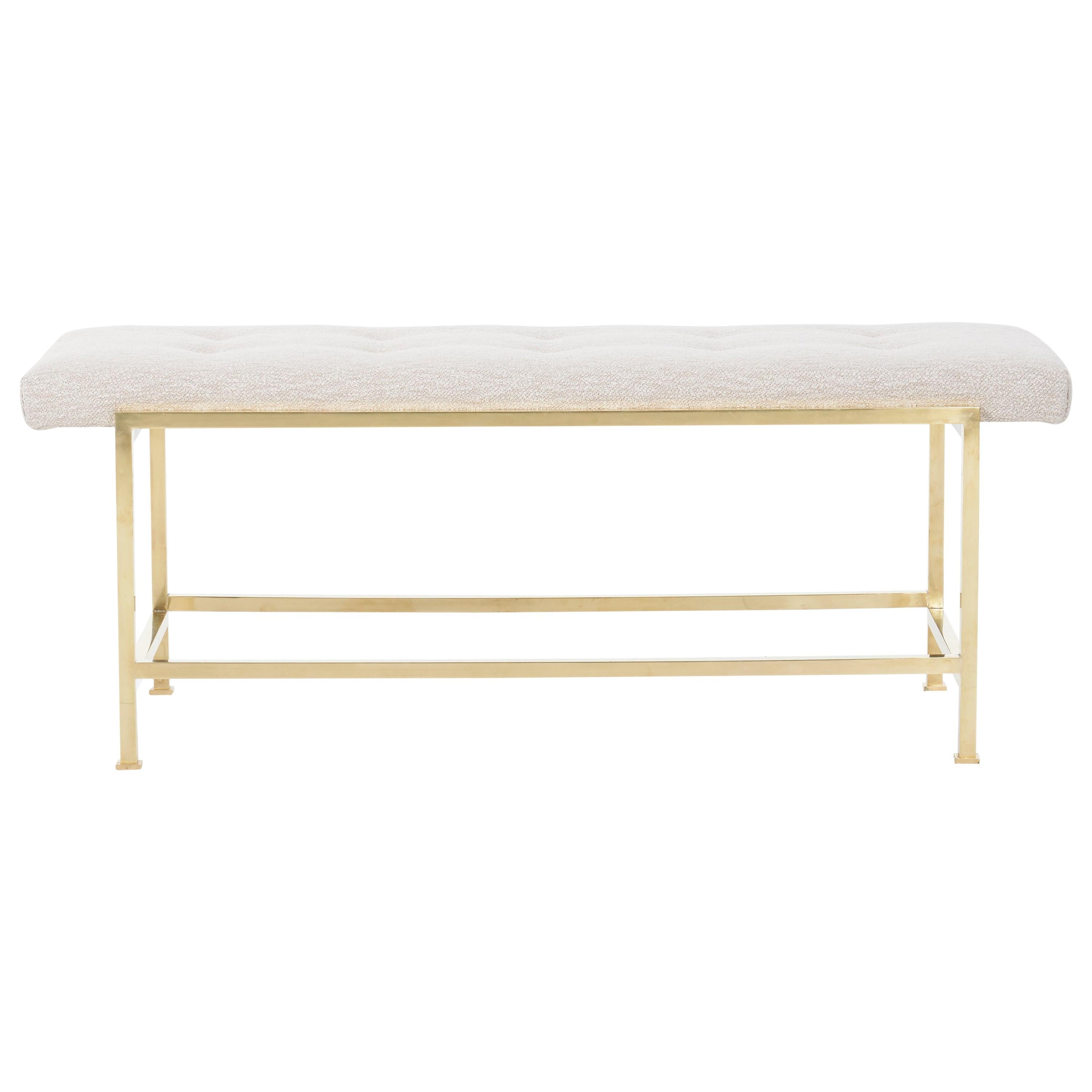 Brass Rodded Bench in the Manner of Edward Wormley, circa 1950s at 1stDibs