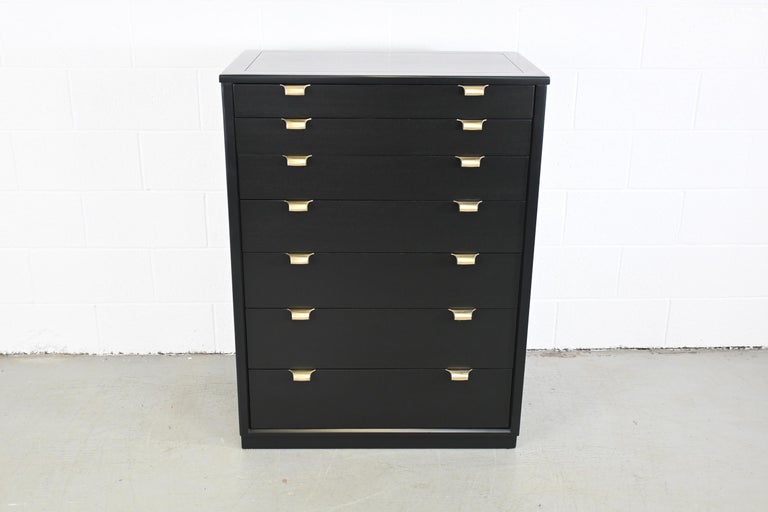 Edward Wormley for Drexel Precedent Black Lacquered Highboy Dresser For ...