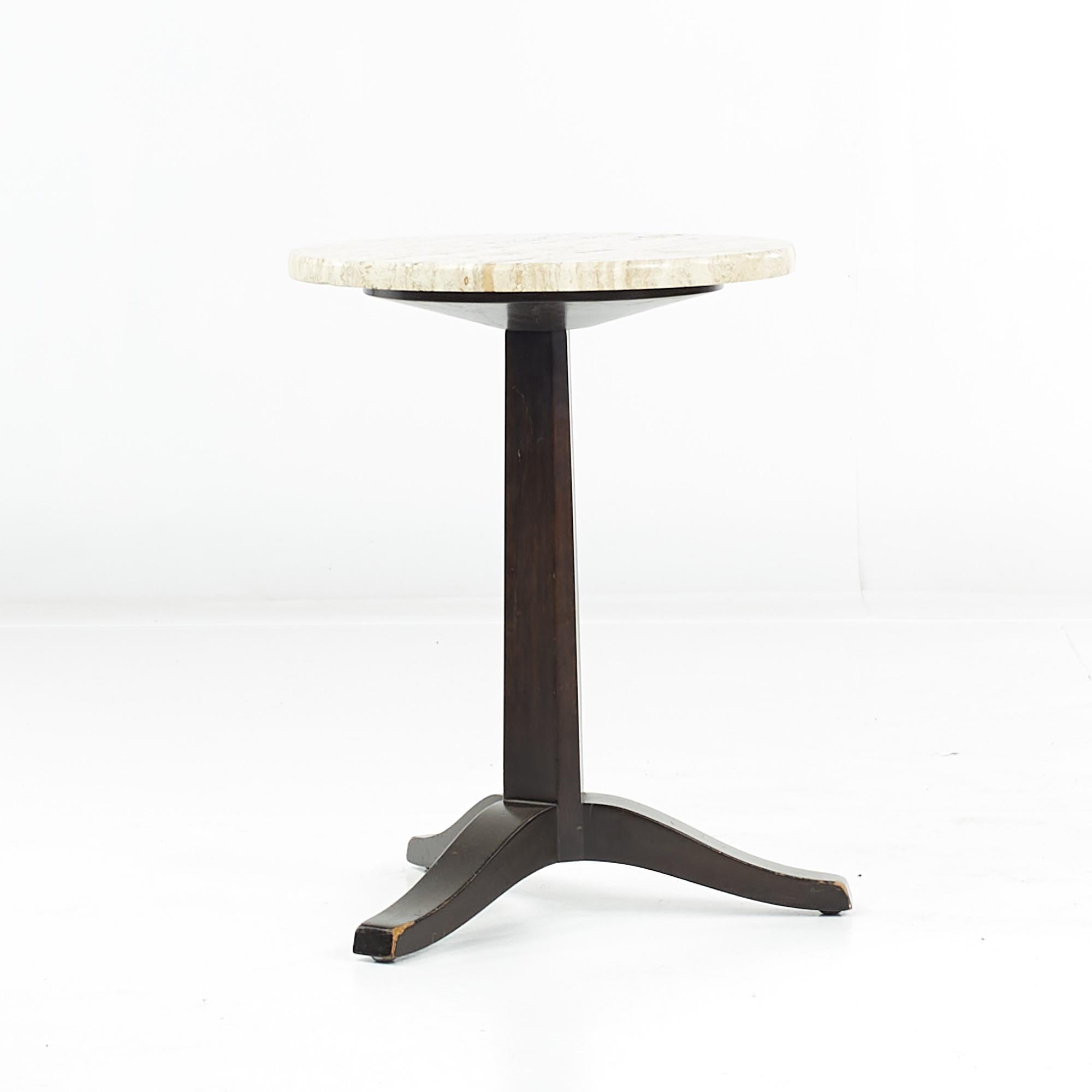 Edward Wormley for Dunbar Mid-Century Round Travertine Side Table For ...
