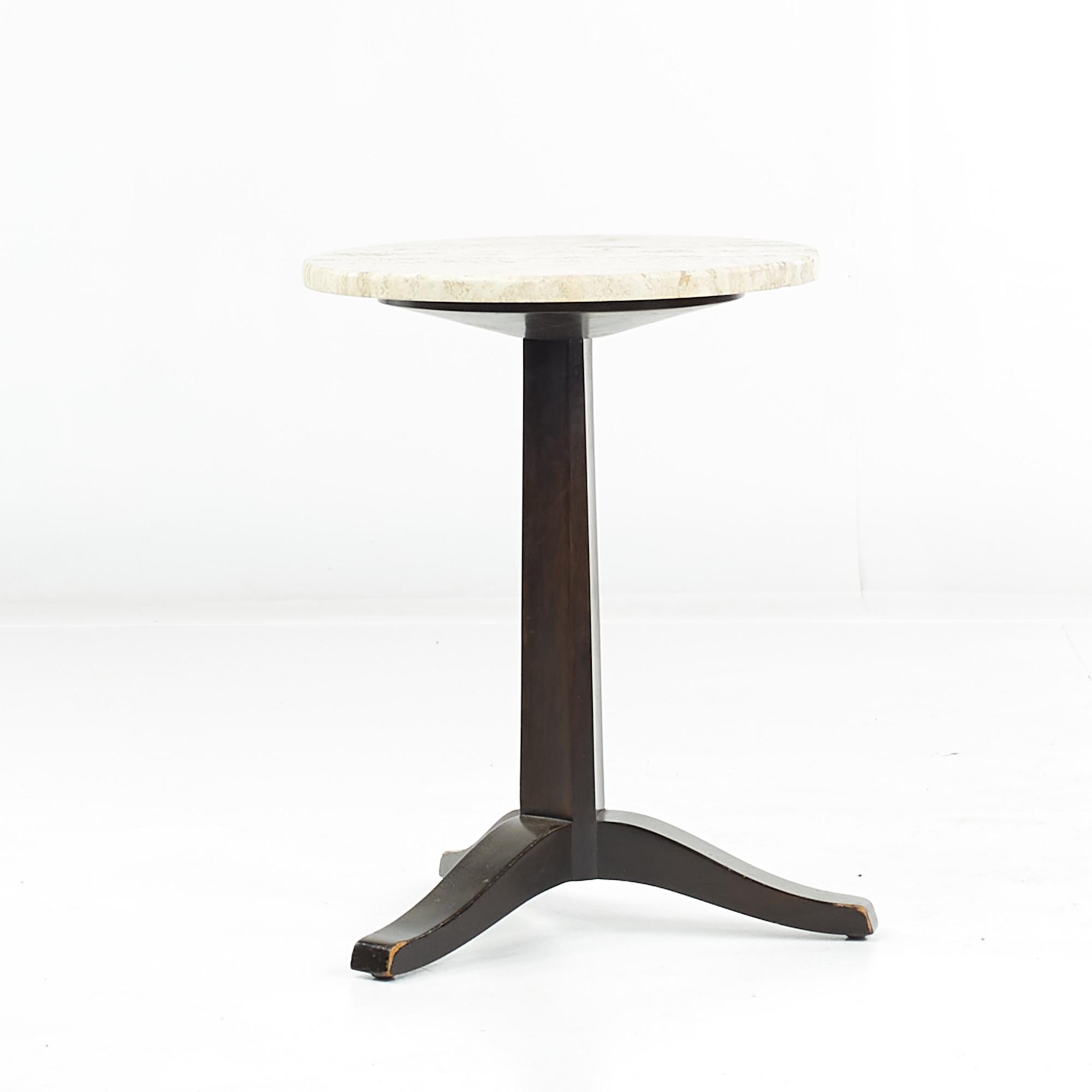 Edward Wormley for Dunbar Mid-Century Round Travertine Side Table For ...