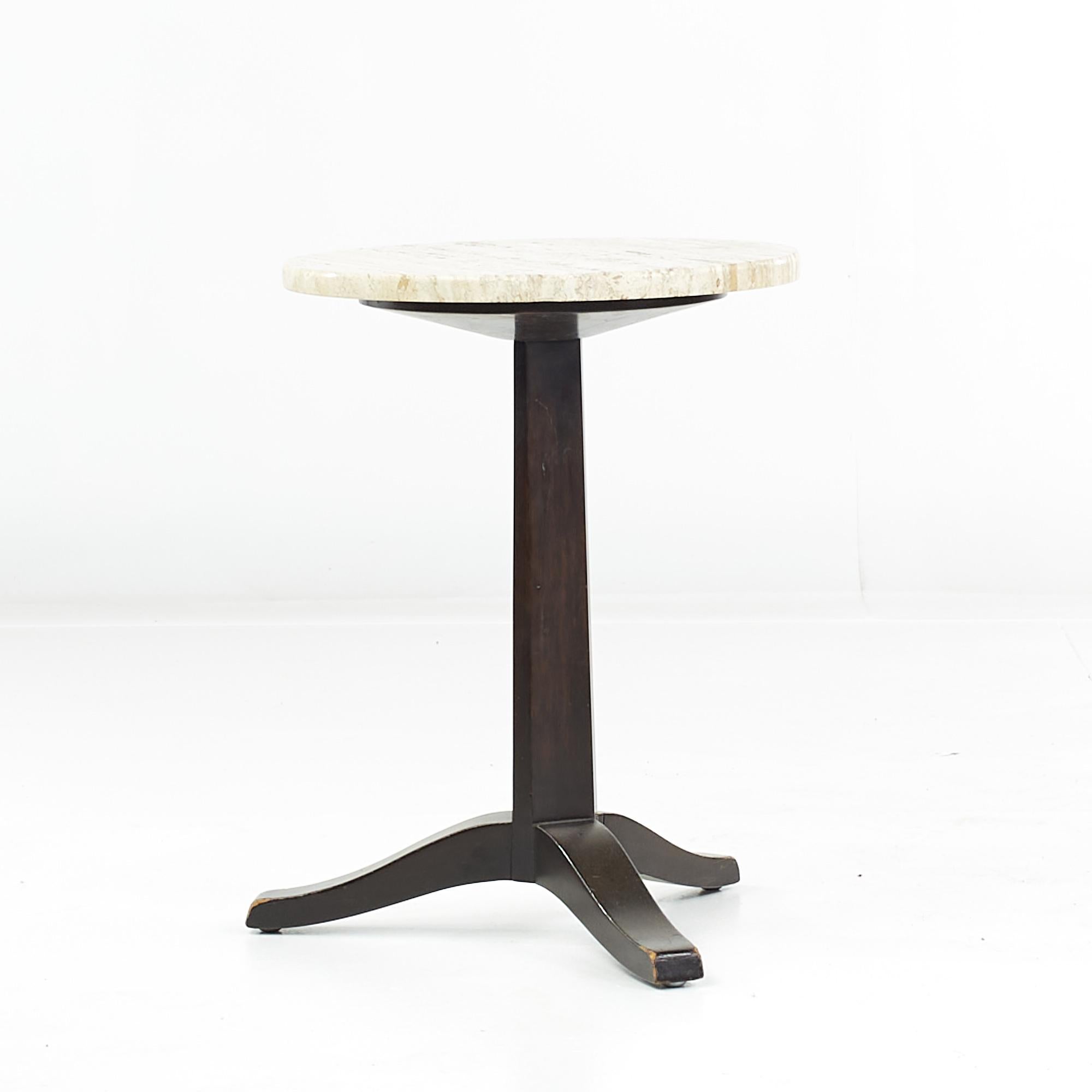Edward Wormley for Dunbar Mid-Century Round Travertine Side Table For ...