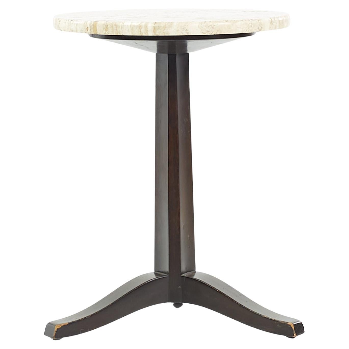 Mid-Century Round Travertine Side Table, 1970's at 1stDibs
