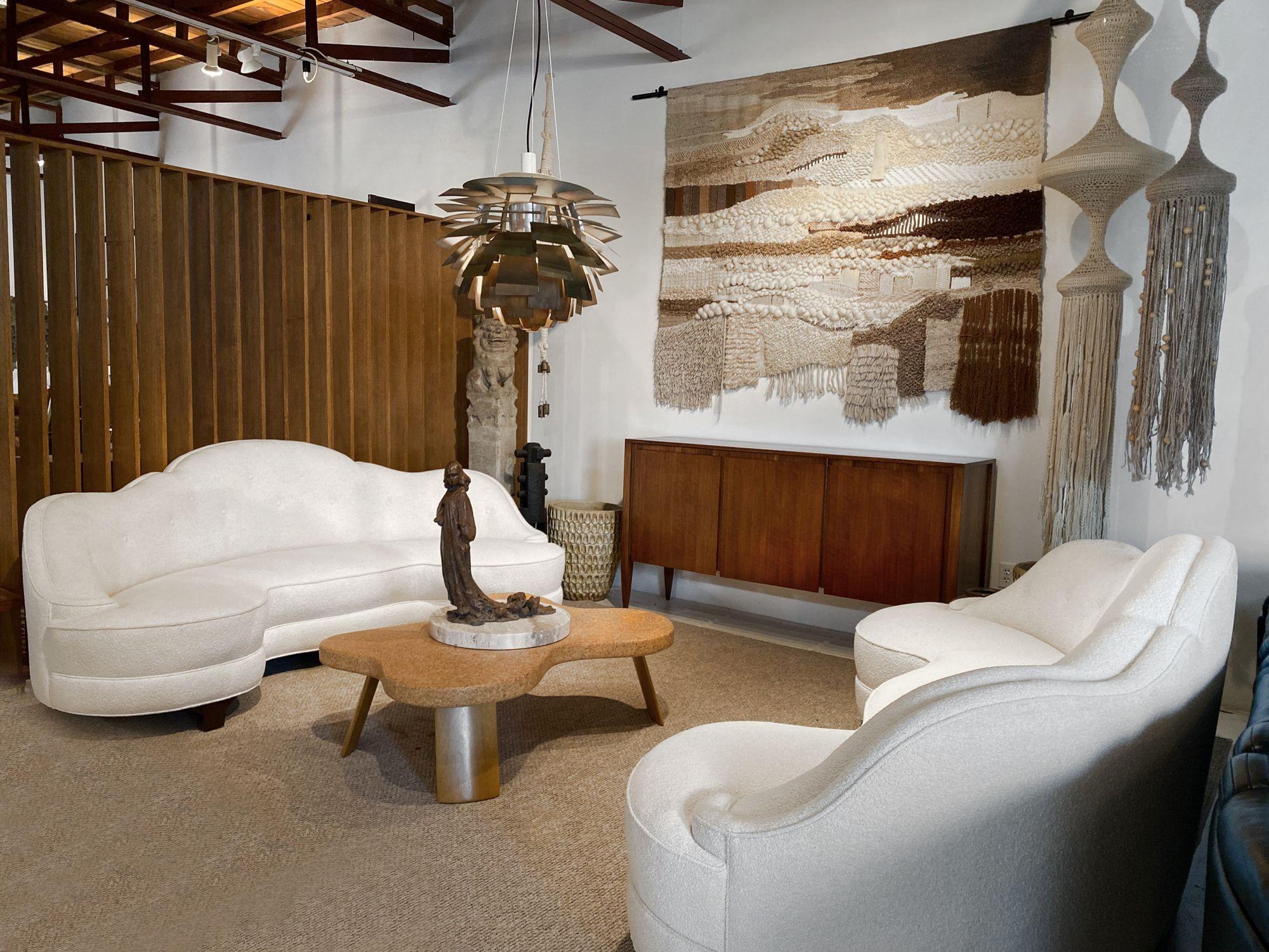 Edward Wormley for Dunbar Oasis Sofas in Ivory Bouclé Early 1st ...