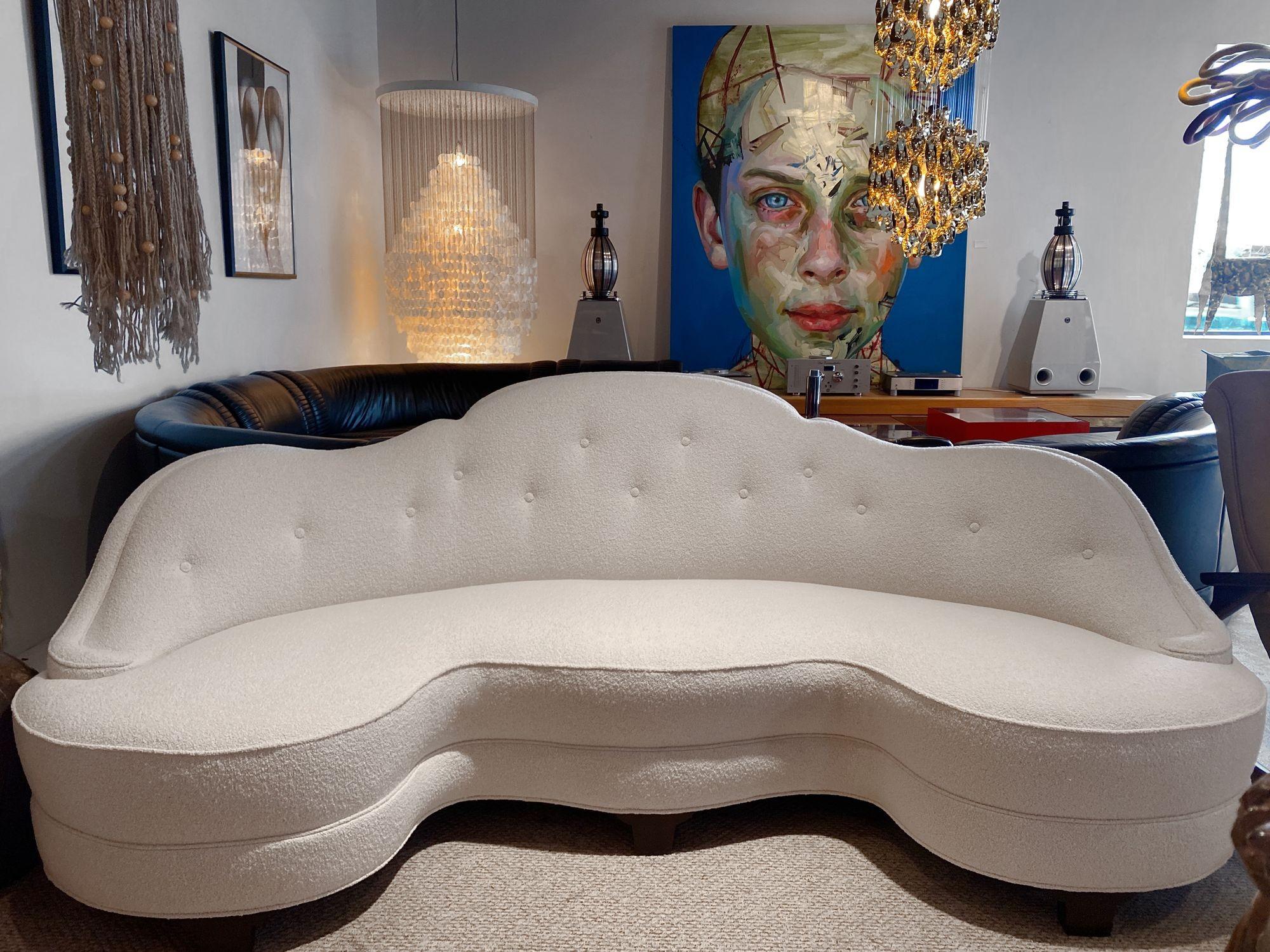 Edward Wormley for Dunbar Oasis Sofas in Ivory Bouclé Early 1st ...