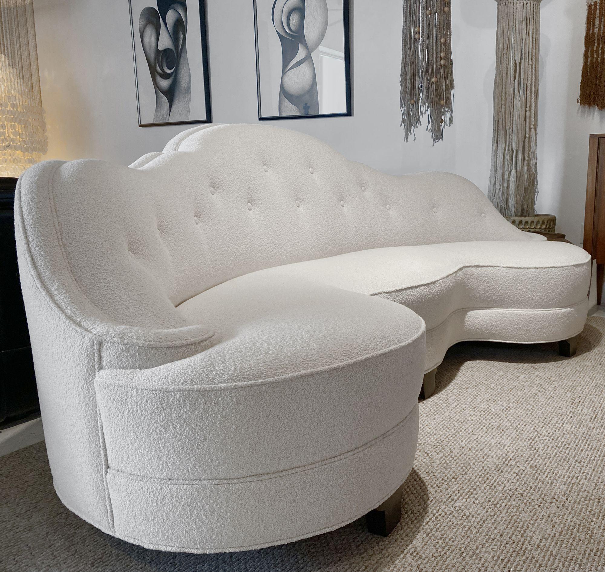 Edward Wormley for Dunbar Oasis Sofas in Ivory Bouclé Early 1st ...