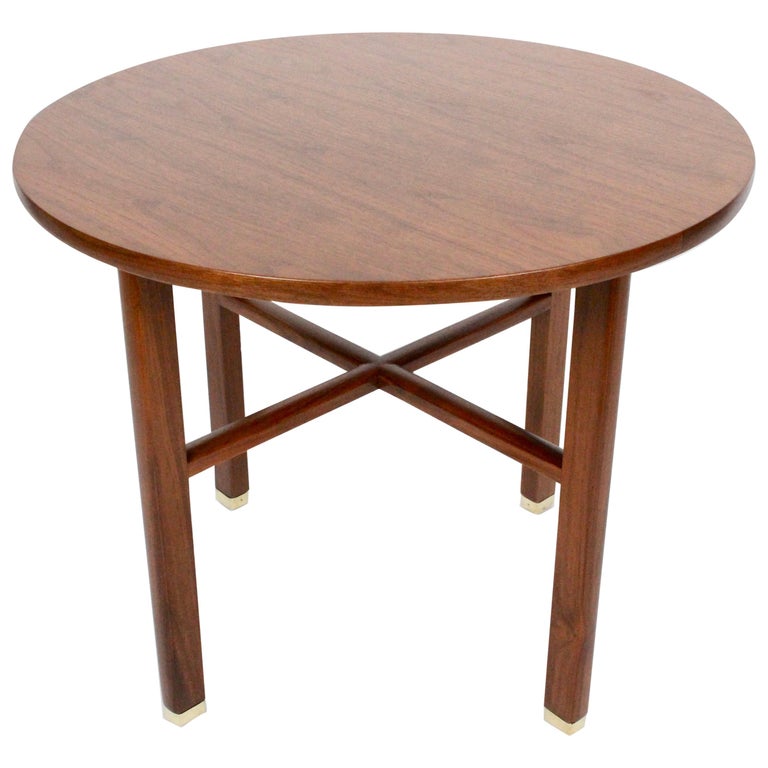 Edward Wormley for Dunbar Round Walnut Occasional Table For Sale at 1stDibs