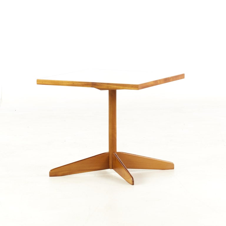 Edward Wormley Style Mid-Century Walnut and White Laminate End Tables ...
