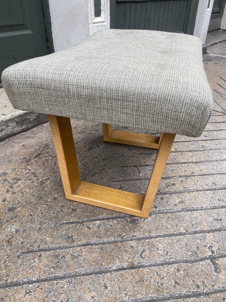 Edward Wormley Style Upholstered Bench/ Ottoman with Sled Style Legs ...