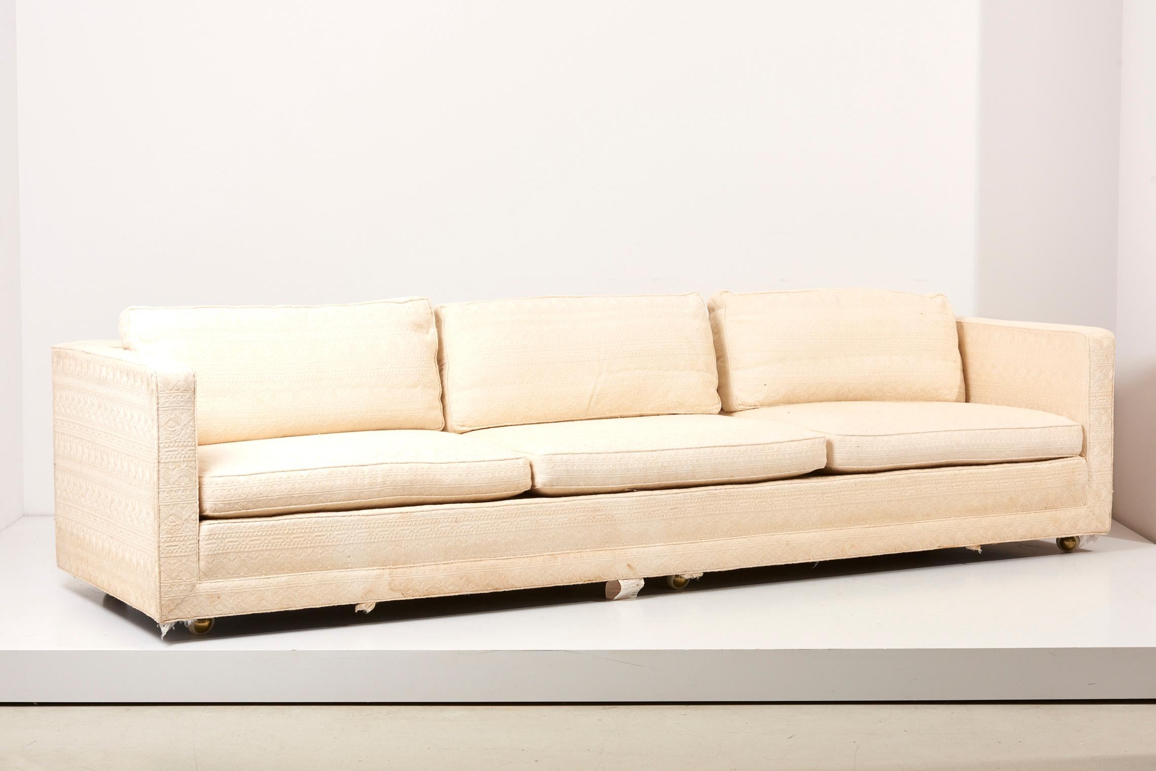 Edward Wormley light beige Tuxedo Sofa for Dunbar, USA 1960s For Sale ...