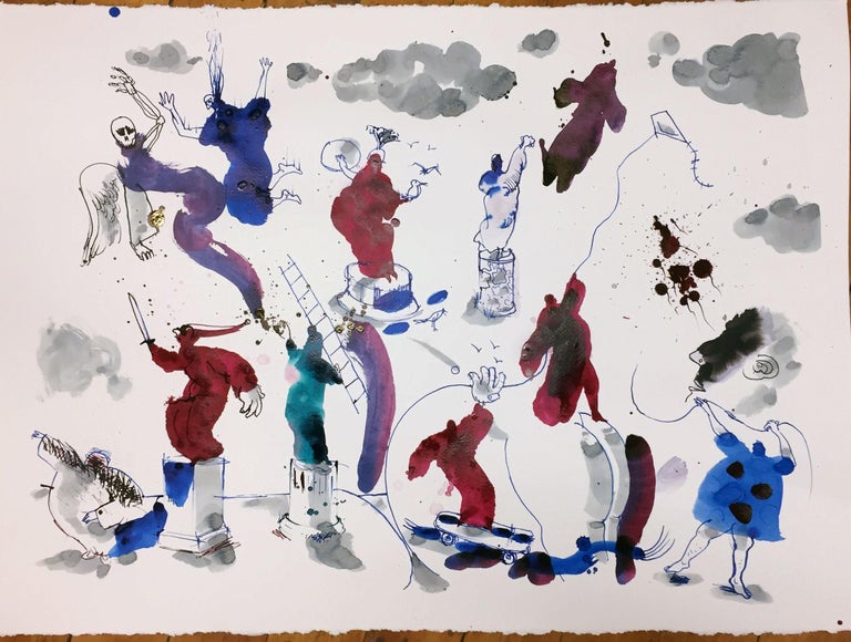 Edward Zelinsky - on a pedestal, Mixed Media Art on Watercolour Paper ...