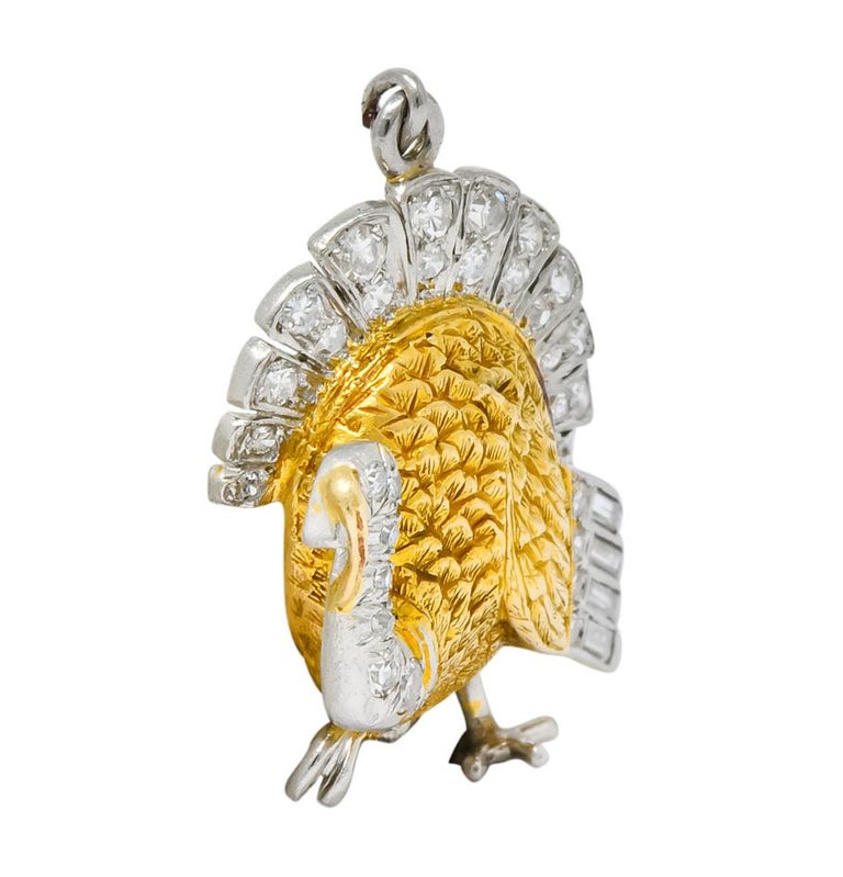 Edwardian 0.38 Carat Diamond 18 Karat Gold Platinum Turkey Charm at 1stDibs