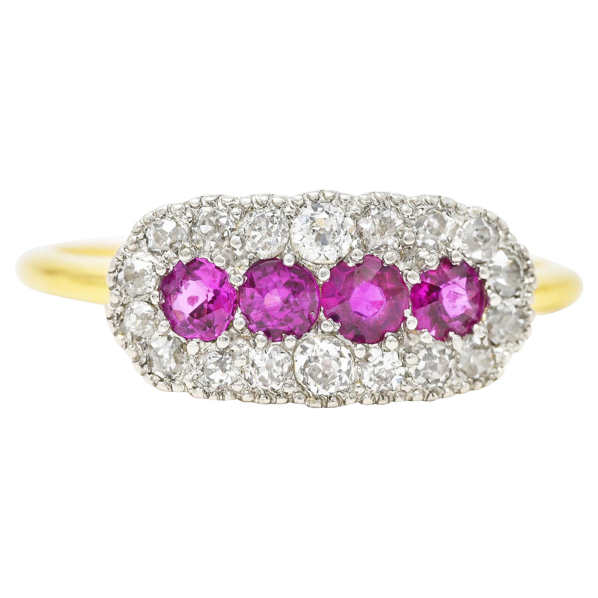 Antique 2 Carat Ruby and 0.65 Carat Old European Diamond Ring, circa ...