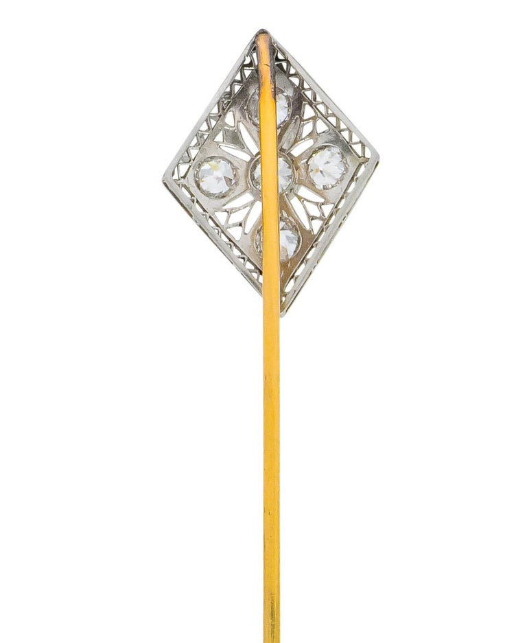 Edwardian 1.00 Carat Old European Cut Diamond Platinum Cross Stickpin ...
